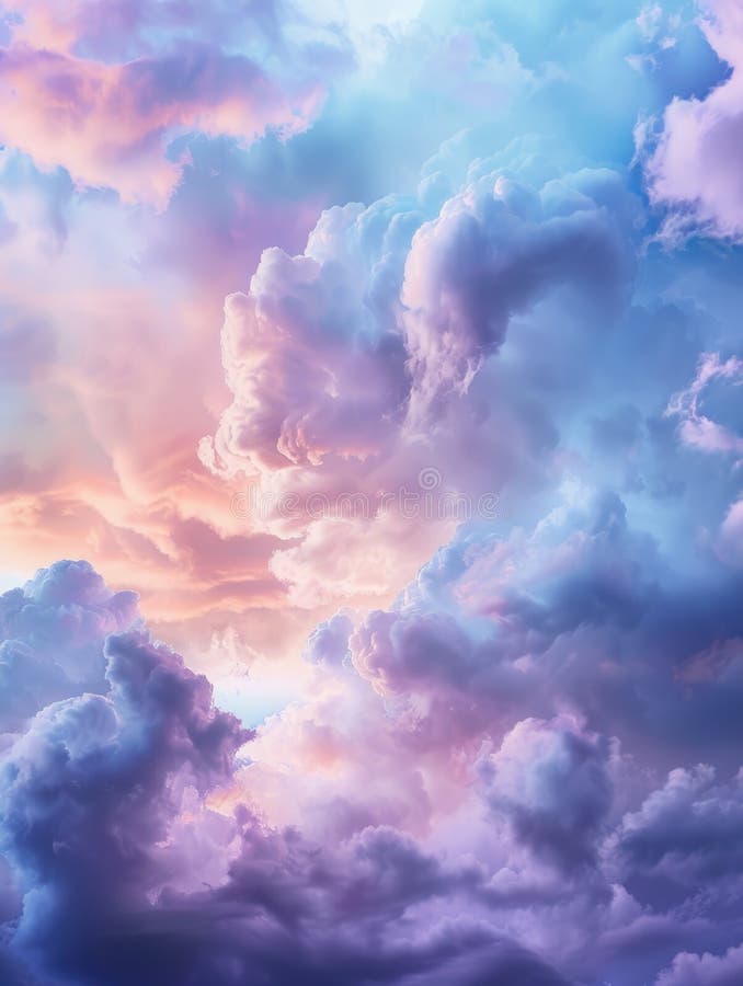 Colorful Clouds in Pink and Blue Sky Stock Illustration - Illustration ...