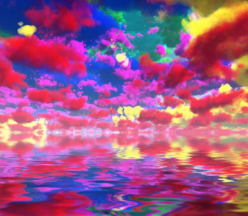 Beautiful Vibrant Sunset Sky. Dramatic Bright Sunset Clouds. Colorful ...