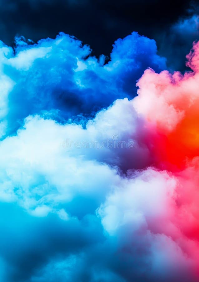 Colorful Cloudscape Abstract Sky with Blue, Red and White Clouds ...