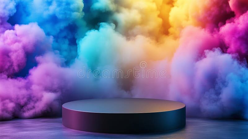 Colorful Cloudscape Background with Circular Stage Platform Stock Photo ...