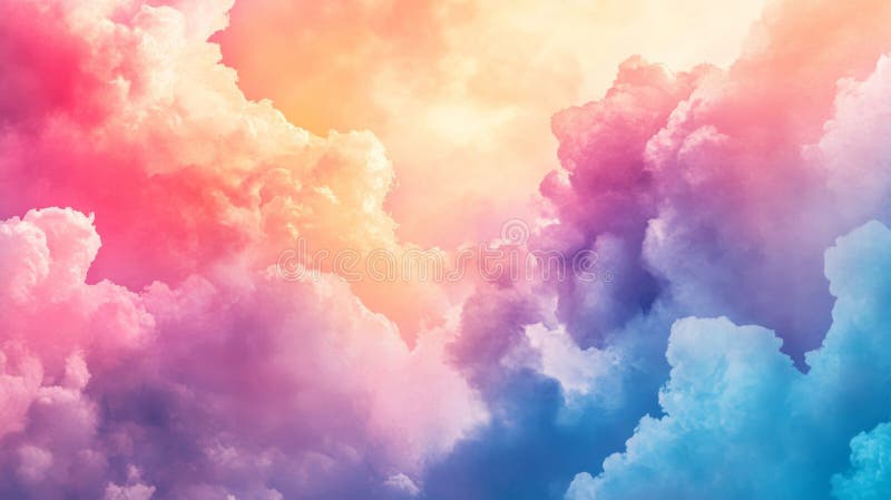 Colorful Cloudscape: Pastel Hues and Dreamy Sky Stock Illustration ...