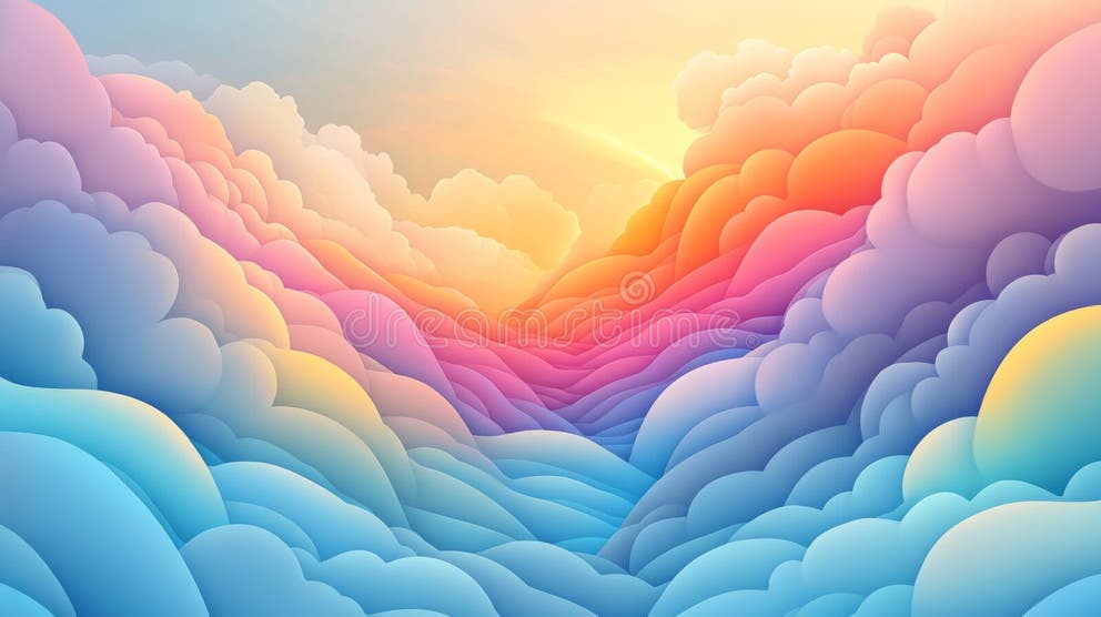 Colorful Cloudscape at Sunrise Stock Illustration - Illustration of ...
