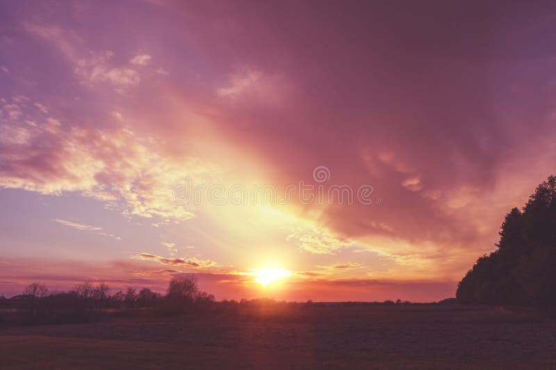 Colorful Cloudy Sky at Sunset. Stock Image - Image of landscape, cloud ...