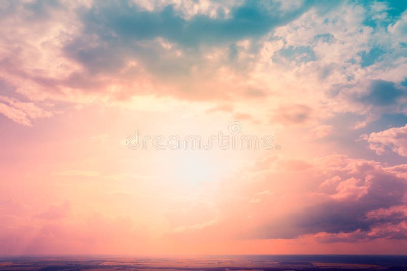 Colorful Cloudy Sky at Sunset. Stock Image - Image of coast, wave ...