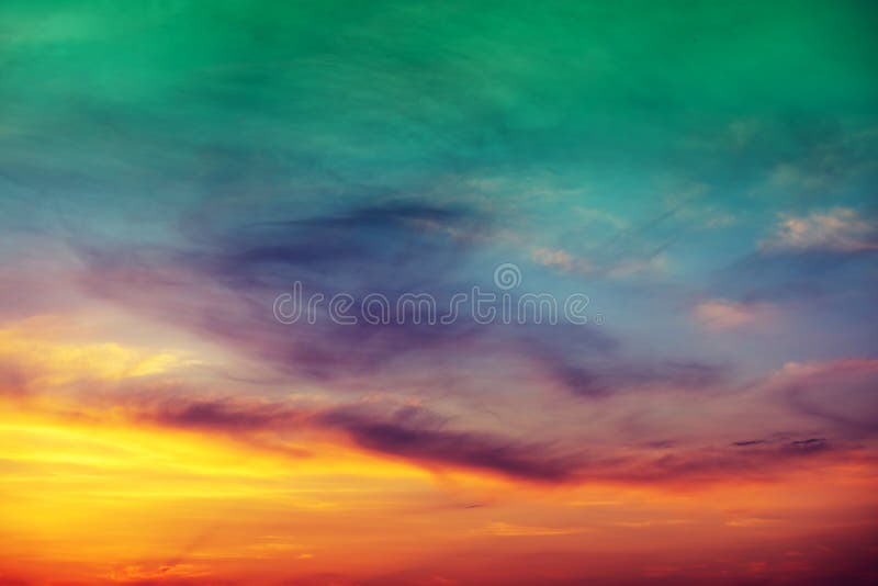 Colorful Cloudy Sky at Sunset. Gradient Color Stock Image - Image of ...