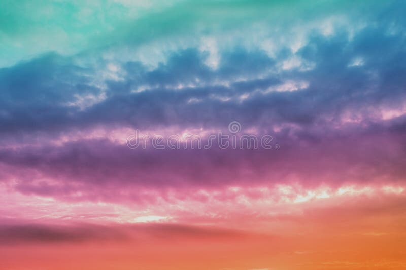 Colorful Cloudy Sky at Sunset. Gradient Color Stock Photo - Image of ...