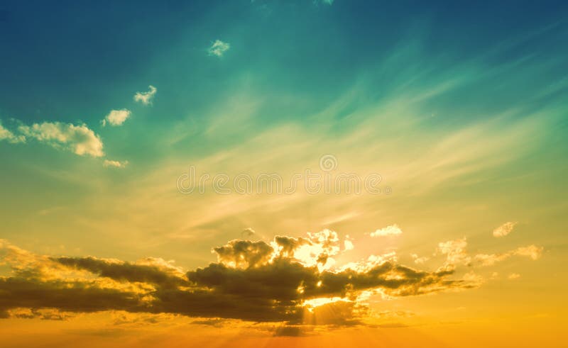 Colorful Cloudy Sky at Sunset. Stock Image - Image of coast, wave ...