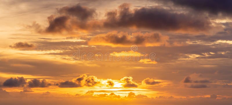 Colorful Cloudy Sunset Sky Panorama Sky View Stock Image - Image of ...