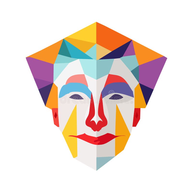 Colorful Clown Head with Geometric Shape Vector Illustration Stock ...