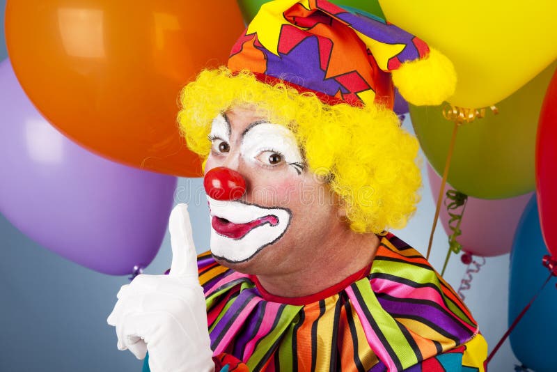 Colorful Clown - Shhhh stock photo. Image of gloves, character - 13854326