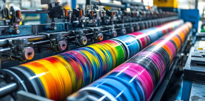 Colorful CMYK Ink is a Key Component of the Printing Press Machine ...