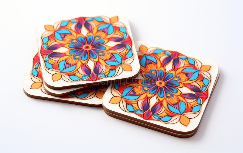 A Colorful Coasters Stacked Together Stock Illustration - Illustration ...