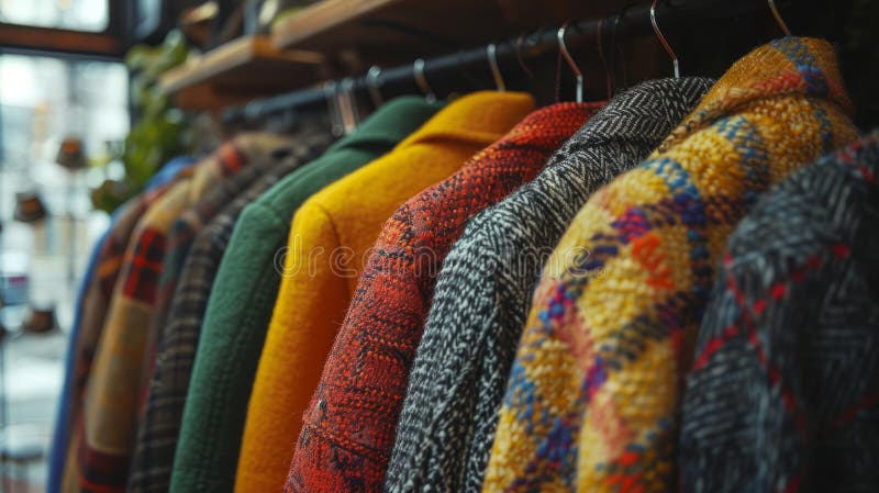 Colorful Coats on a Rack in a Store. Stock Image - Image of winter ...