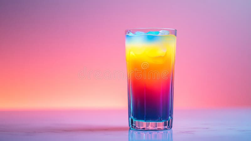 Colorful Cocktail in a Glass with Ice Cubes Stock Photo - Image of ...