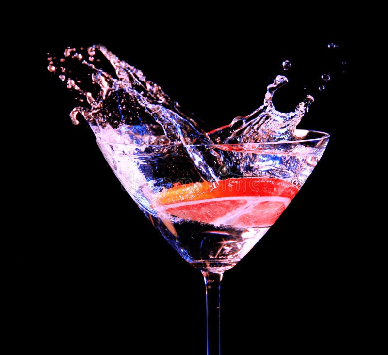 Cocktail with Splash on Dark Background Stock Image - Image of ...