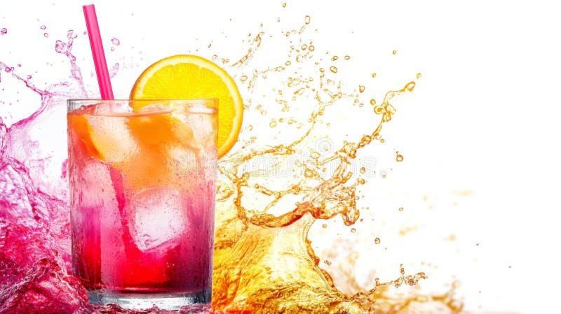 Colorful Cocktail Splash with Orange Slice Stock Illustration ...