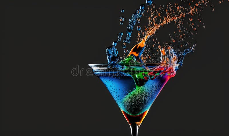 A Colorful Cocktail with a Splash of Water on the Rim Stock ...