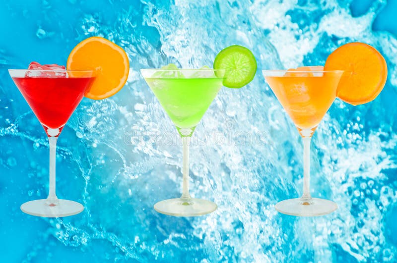 Colorful Cocktails Isolated on White Stock Photo - Image of kitchenware ...