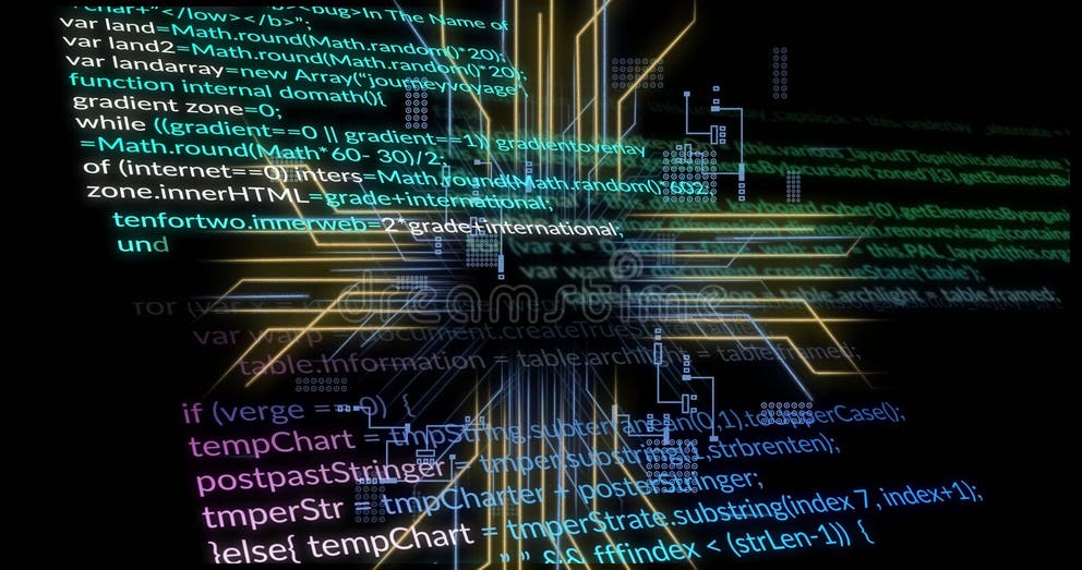 Colorful Code Lines and Geometric Shapes, Programming and Data ...