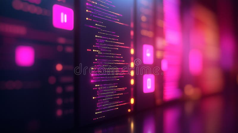 Colorful Code on Stacked Screens Stock Photo - Image of screensaver ...