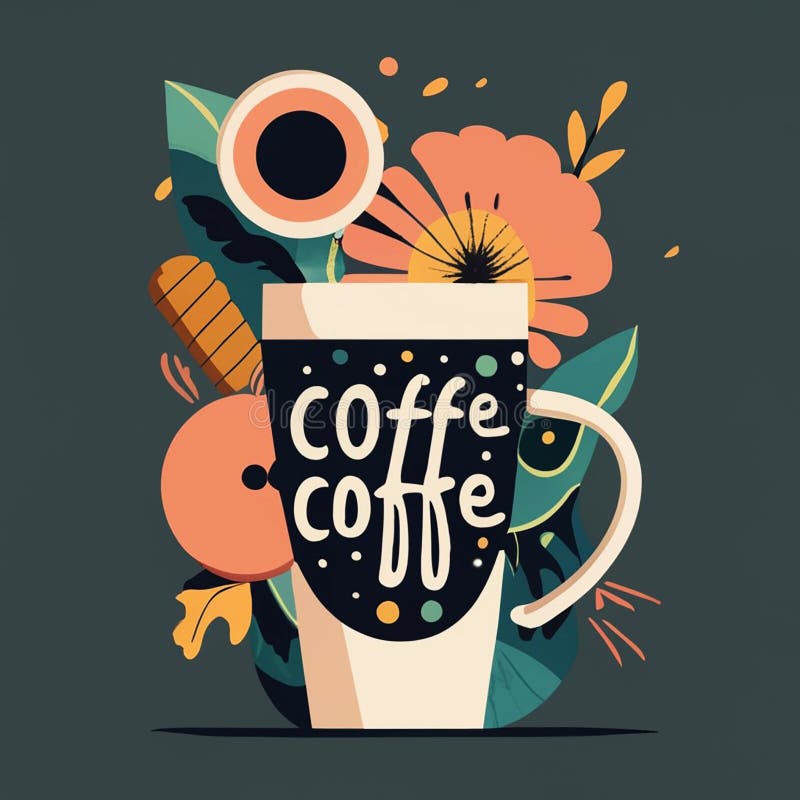 Colorful Coffe Cup Art Generated by Ai Vector Stock Illustration ...