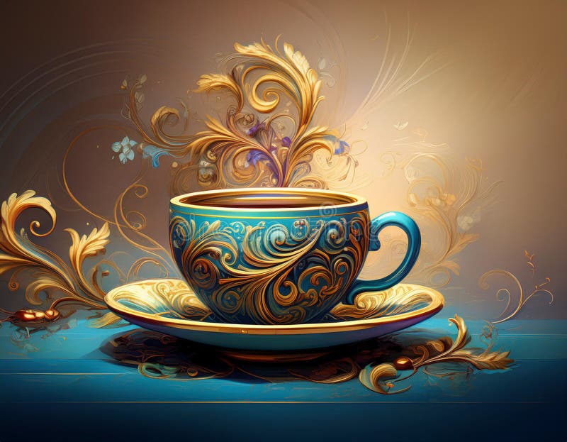 Colorful Coffee Cup Illustration with Artistic Design and Copy Space ...