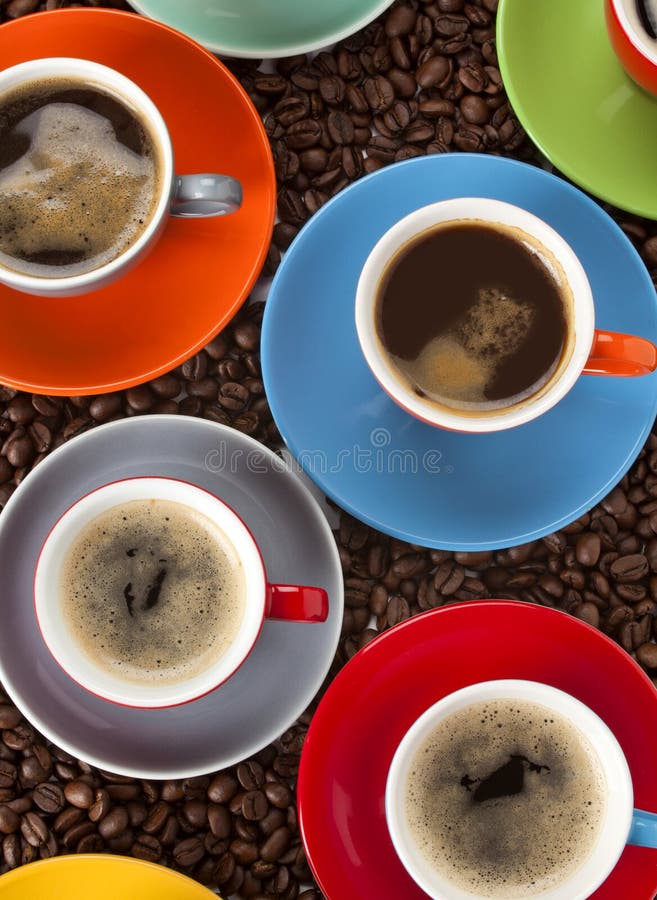 Colorful coffee cups stock image. Image of coffee, variety - 19000697