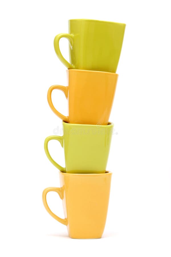 Colorful coffee cups stock image. Image of morning, yellow - 2097907