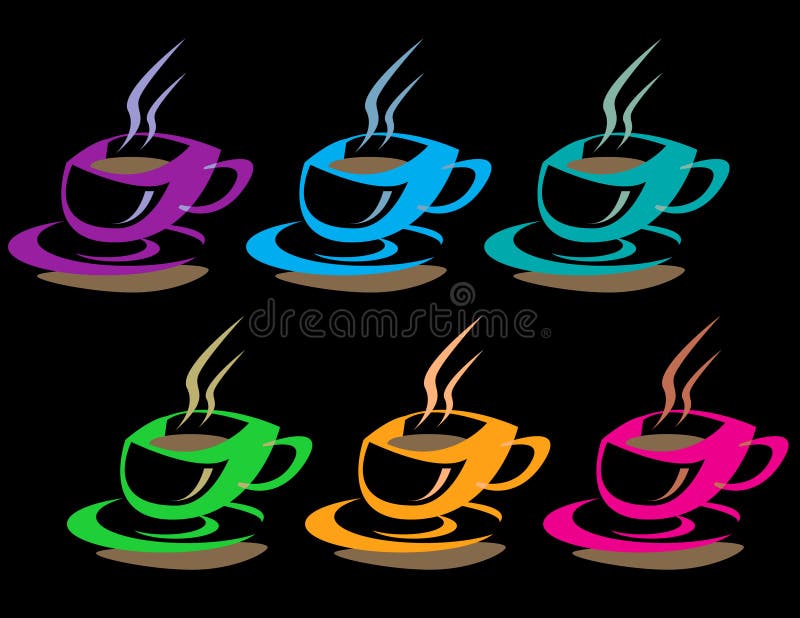Colorful coffee cups stock vector. Illustration of vivid - 4769068