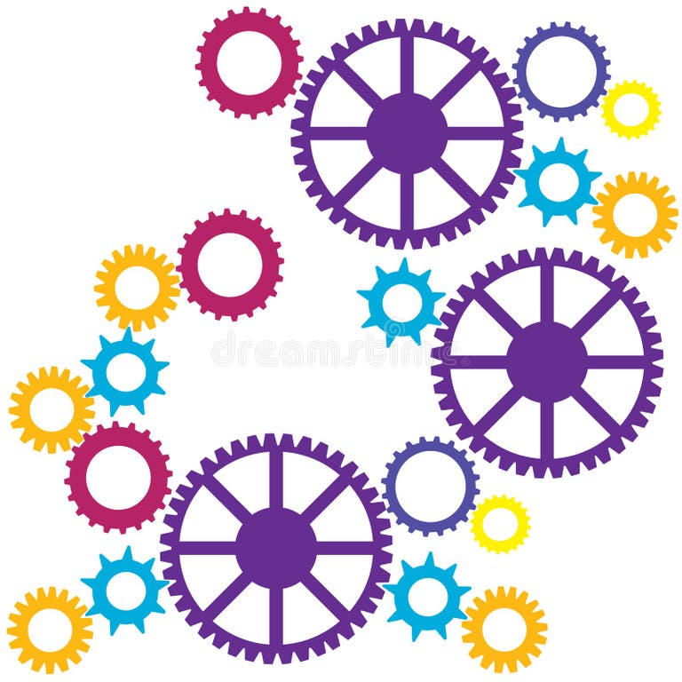 Colorful Cogs stock vector. Illustration of factory, blue - 29111045