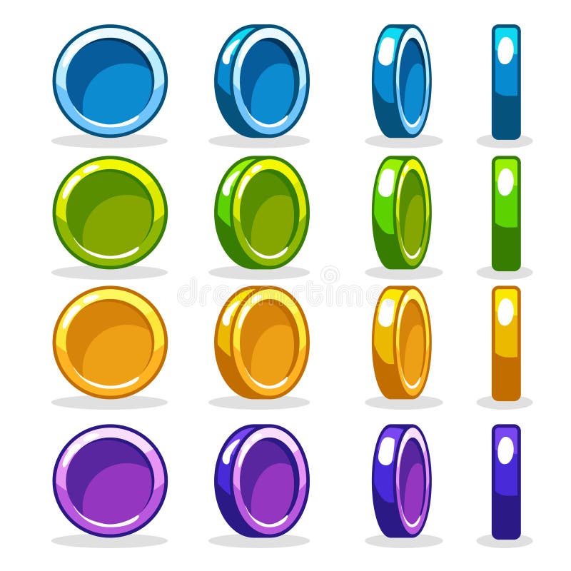 Colorful Coin, Game Turn-based Rotation Animation Stock Vector ...
