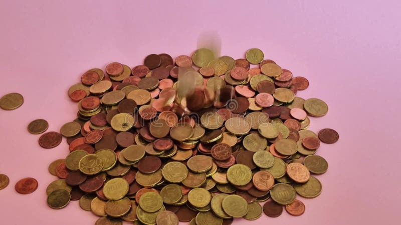 An Up Close View of an Assorted Collection of Various Coins Piling Up ...