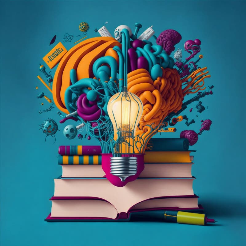 Colorful Collage with a Books Stock Illustration - Illustration of ...