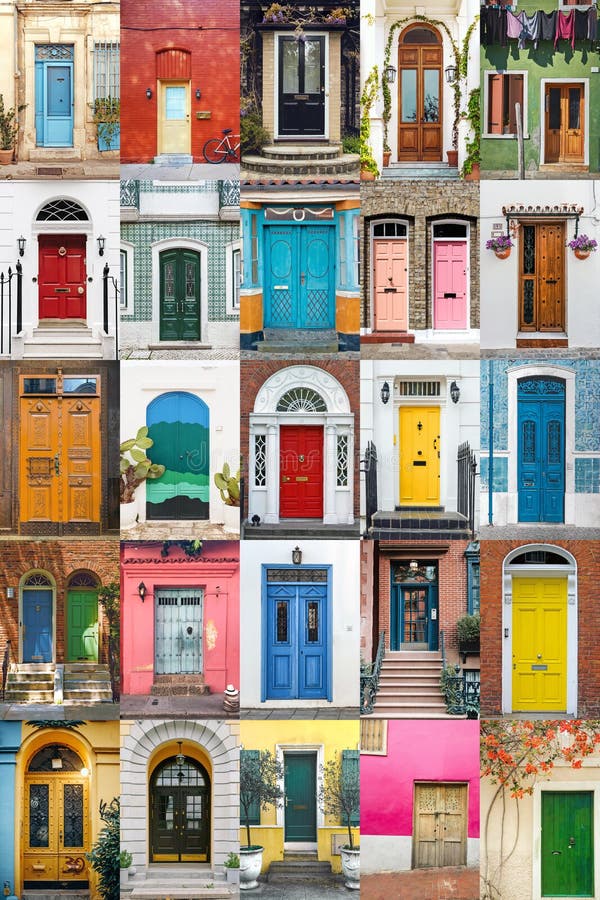 Colorful Collage of Entrance Doors from Around the World Stock Photo ...