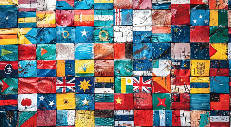 Colorful Collage of Flags of Different Countries of the World Stock ...