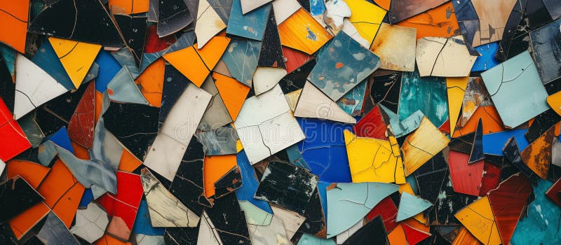 Colorful Collage of Fragmented Geometric Shapes Stock Illustration ...