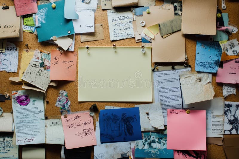 A Colorful Collage of Notes, Clippings, and Messages on a Corkboard ...