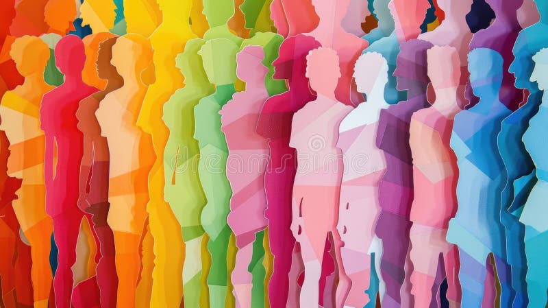 A Colorful Collage of Paper Cutouts of People. Paper People Background ...