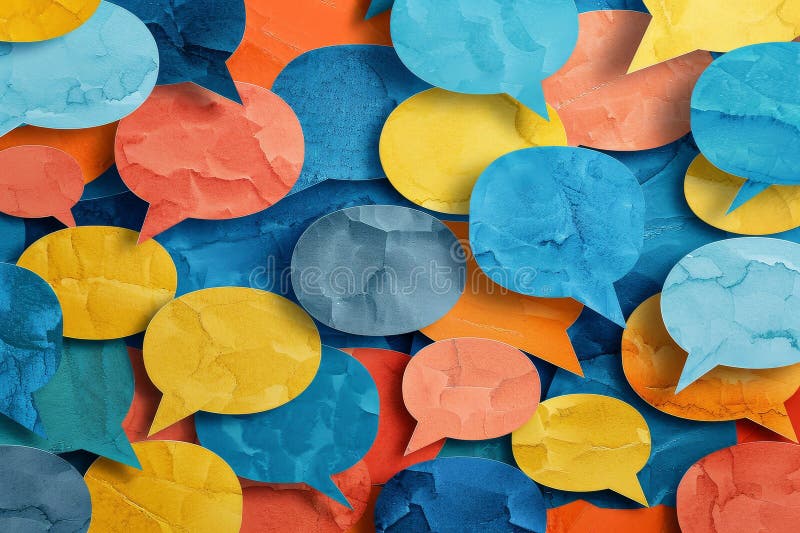A Colorful Collage Of Speech Bubbles With Different Colors And Sizes