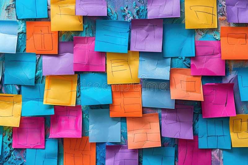 Colorful Sticky Notes on Textured Background Stock Illustration ...