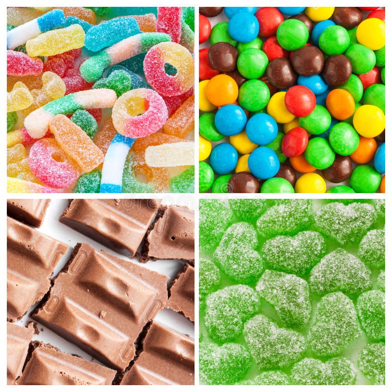 Candy Mixture Collage stock photo. Image of hard, sweets - 53206152