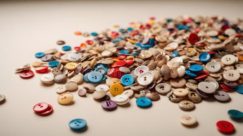 Colorful Collection of Assorted Buttons Scattered on a Light Surface ...
