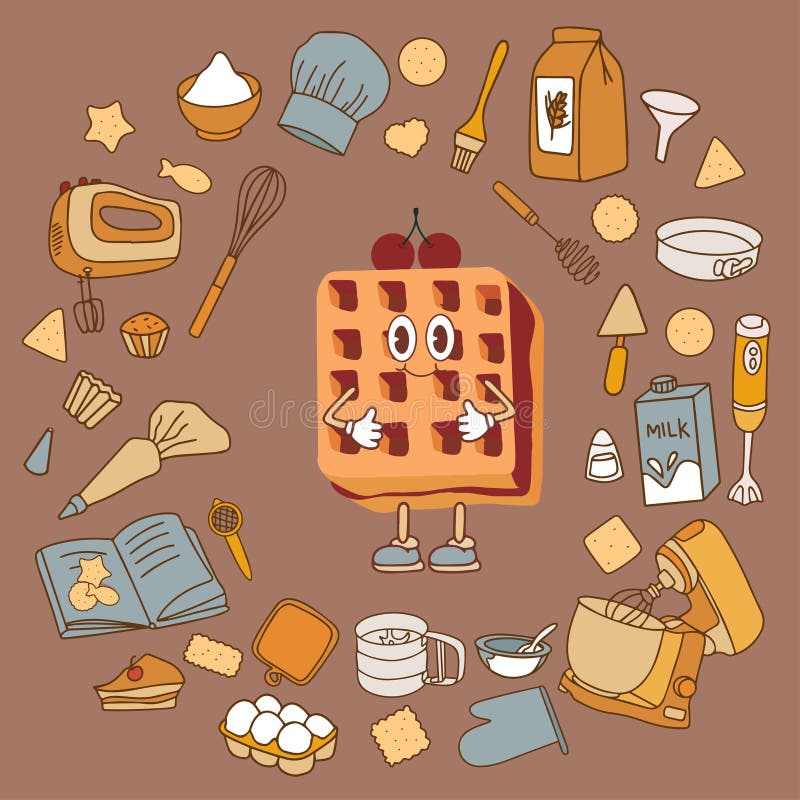 Colorful Collection of Baking Accessories and Cherry Flavored Waffle ...