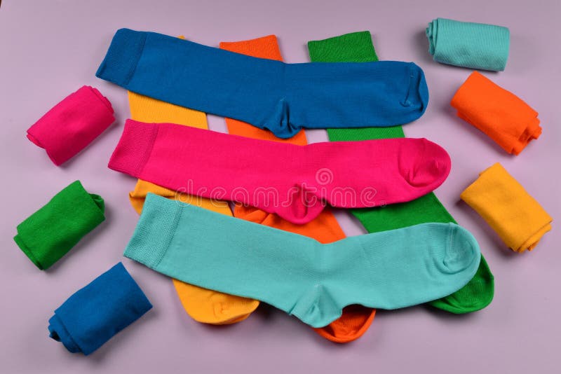 Colorful Collection of Cotton Socks Stock Image - Image of background ...