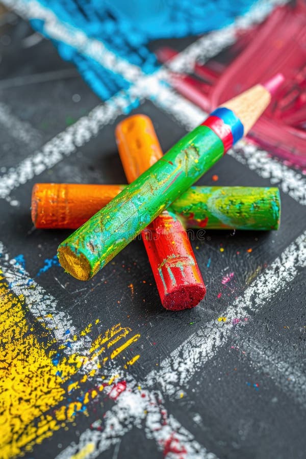 A Colorful Collection of Crayons Sitting on Top of a Chalkboard, Great ...