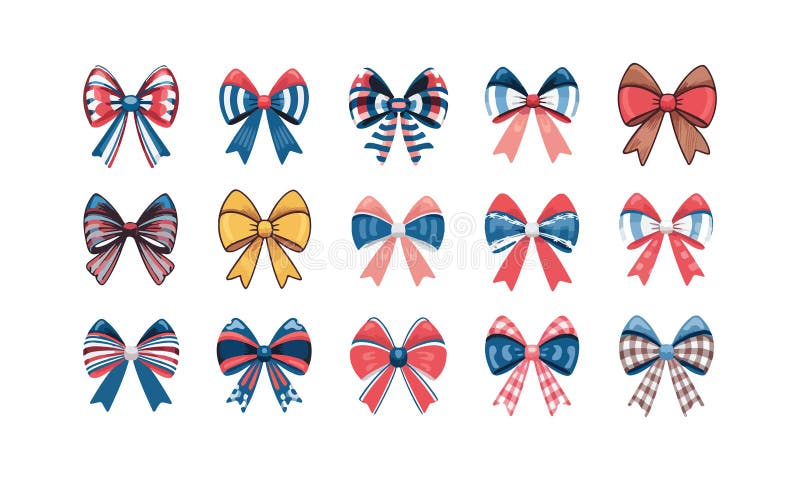 Colorful Collection of Decorative Bows - Vector Illustration Set for ...