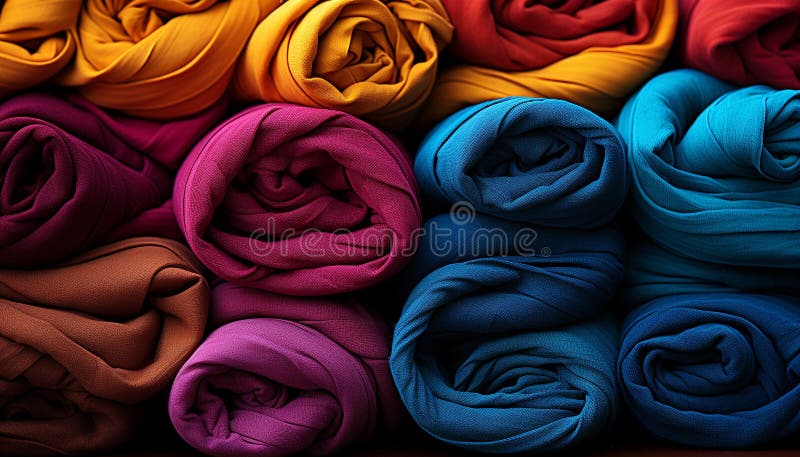 A Colorful Collection of Folded Garments, Showcasing Textile Industry ...