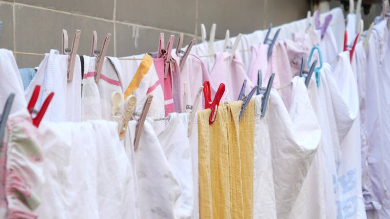 A Colorful Collection of Laundry Delightfully Hanging on a Clothesline ...