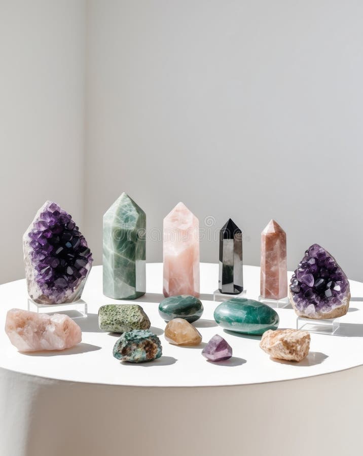 Colorful Collection of Natural Crystals and Stones. Stock Photo - Image ...