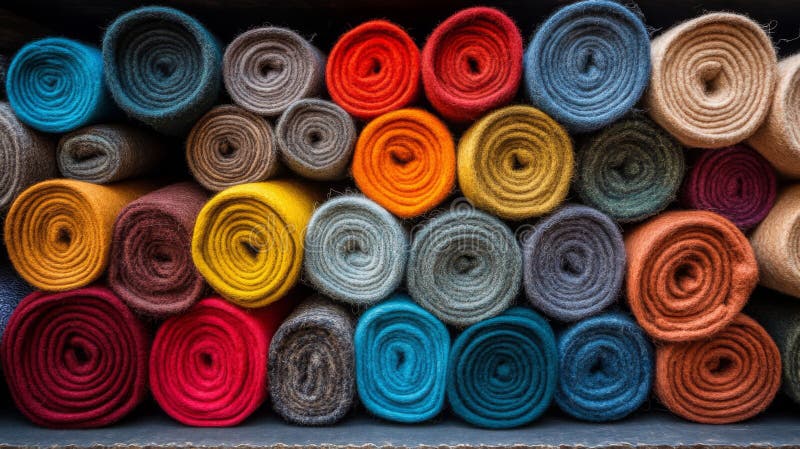 A Colorful Collection of Rolled Fabric Swatches Stock Illustration ...